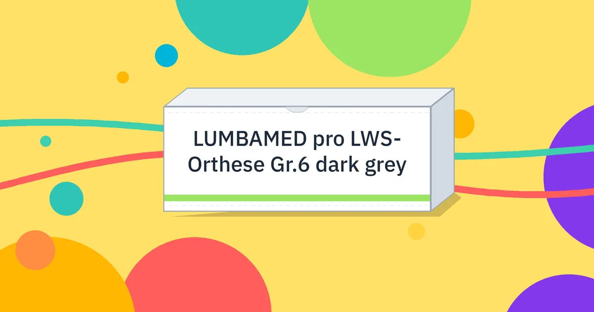 Symbolbild: Packung mit der Aufschrift LUMBAMED pro LWS-Orthese Gr.6 dark grey (PZN 20603976) – Verfügbarkeit und Bezug in Apotheken in Frankfurt am Main