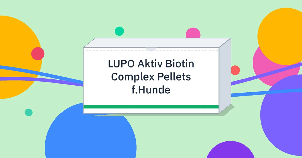 Symbolbild: Packung mit der Aufschrift LUPO Aktiv Biotin Complex Pellets f.Hunde (PZN 19251928) – Verfügbarkeit und Bezug in Apotheken in Frankfurt am Main
