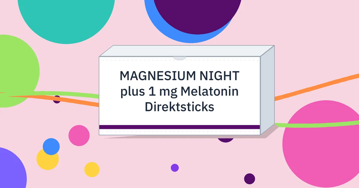 Symbolbild: Packung mit der Aufschrift MAGNESIUM NIGHT plus 1 mg Melatonin Direktsticks (PZN 17269344) – Verfügbarkeit und Bezug in Apotheken in Frankfurt am Main