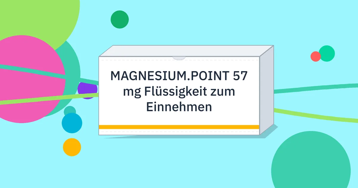 Symbolbild: Packung mit der Aufschrift MAGNESIUM.POINT 57 mg Flüssigkeit zum Einnehmen (PZN 19158459) – Verfügbarkeit und Bezug in Apotheken in Frankfurt am Main