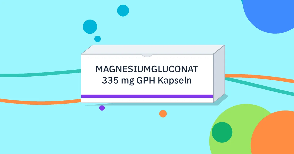 Symbolbild: Packung mit der Aufschrift MAGNESIUMGLUCONAT 335 mg GPH Kapseln (PZN 19786492) – Verfügbarkeit und Bezug in Apotheken in Frankfurt am Main