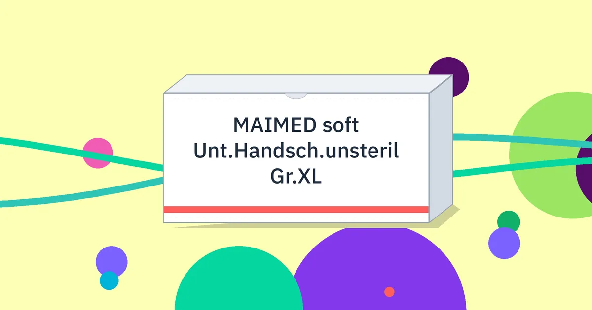 Symbolbild: Packung mit der Aufschrift MAIMED soft Unt.Handsch.unsteril Gr.XL (PZN 02074445) – Verfügbarkeit und Bezug in Apotheken in Frankfurt am Main