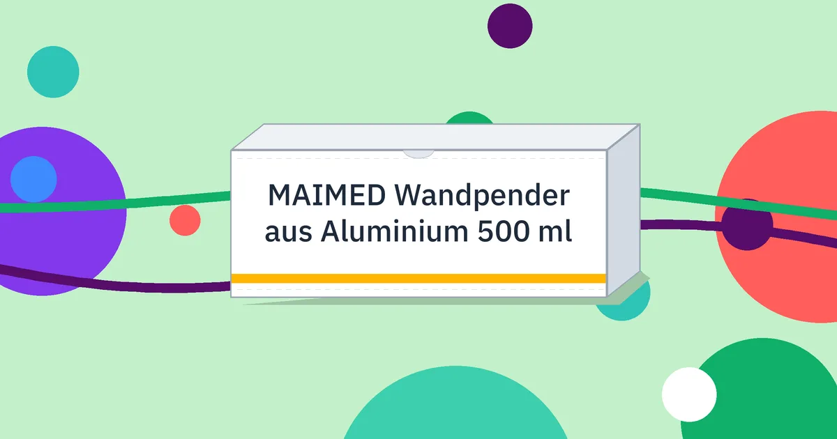 Symbolbild: Packung mit der Aufschrift MAIMED Wandpender aus Aluminium 500 ml (PZN 06902169) – Verfügbarkeit und Bezug in Apotheken in Frankfurt am Main