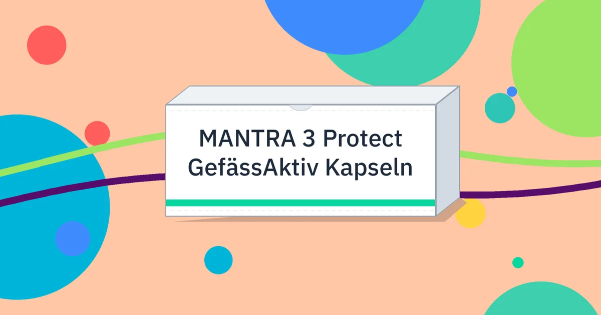Symbolbild: Packung mit der Aufschrift MANTRA 3 Protect GefässAktiv Kapseln (PZN 12398083) – Verfügbarkeit und Bezug in Apotheken in Frankfurt am Main