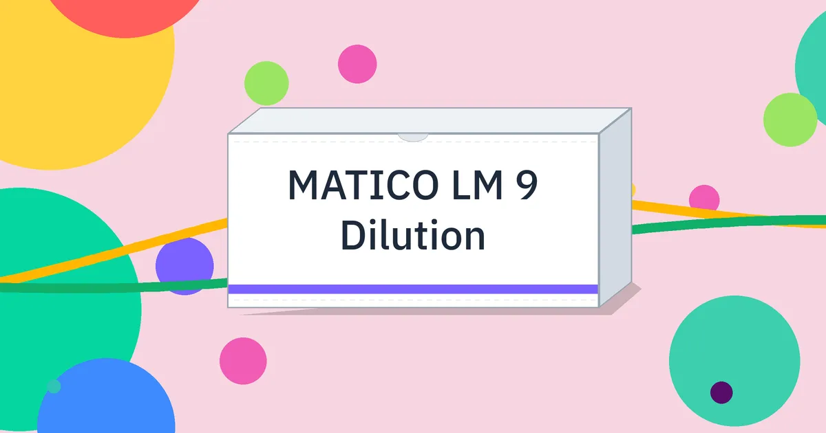 Symbolbild: Packung mit der Aufschrift MATICO LM 9 Dilution (PZN 13602344) – Verfügbarkeit und Bezug in Apotheken in Frankfurt am Main