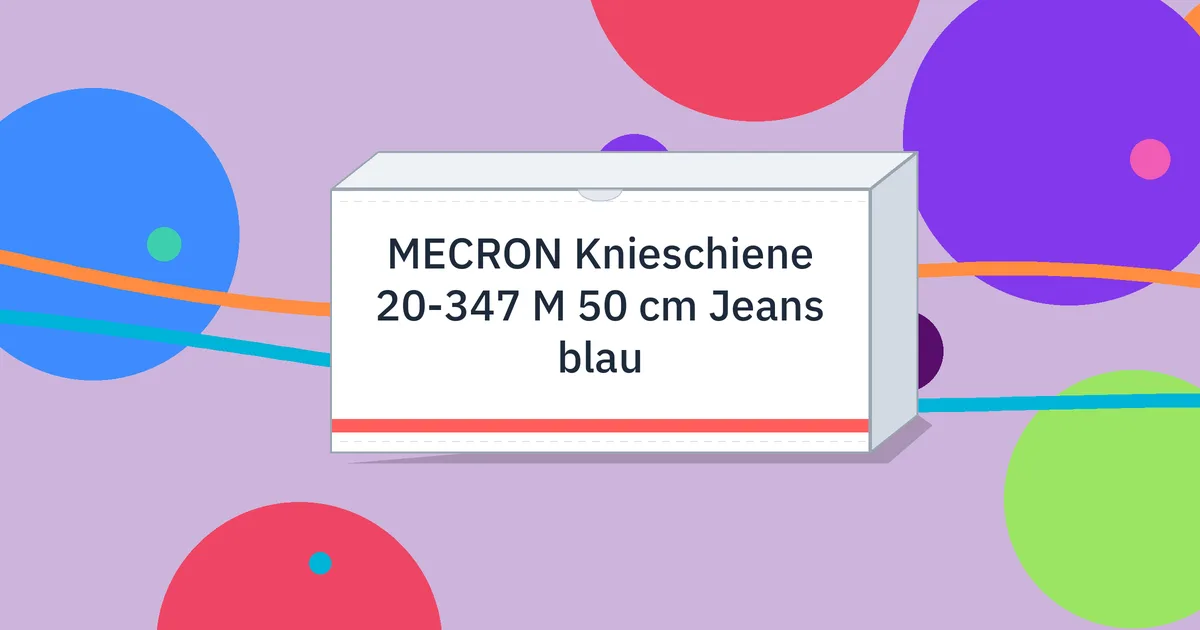 Symbolbild: Packung mit der Aufschrift MECRON Knieschiene 20-347 M 50 cm Jeans blau (PZN 02910143) – Verfügbarkeit und Bezug in Apotheken in Frankfurt am Main