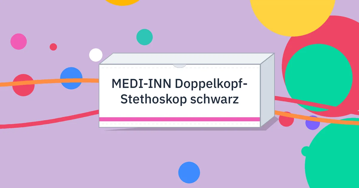 Symbolbild: Packung mit der Aufschrift MEDI-INN Doppelkopf-Stethoskop schwarz (PZN 18658562) – Verfügbarkeit und Bezug in Apotheken in Frankfurt am Main