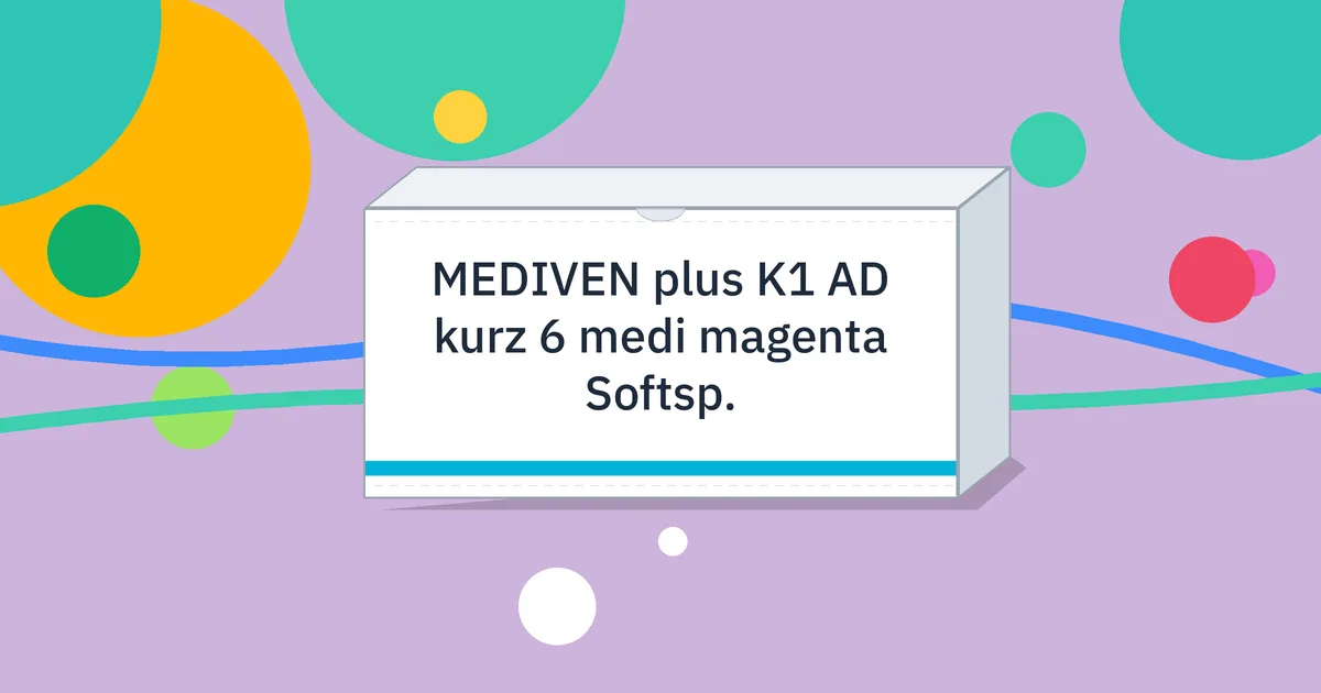Symbolbild: Packung mit der Aufschrift MEDIVEN plus K1 AD kurz 6 medi magenta Softsp. (PZN 15044523) – Verfügbarkeit und Bezug in Apotheken in Frankfurt am Main