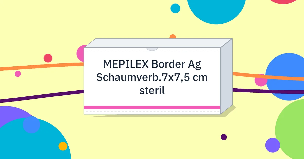 Symbolbild: Packung mit der Aufschrift MEPILEX Border Ag Schaumverb.7x7,5 cm steril (PZN 15613599) – Verfügbarkeit und Bezug in Apotheken in Frankfurt am Main