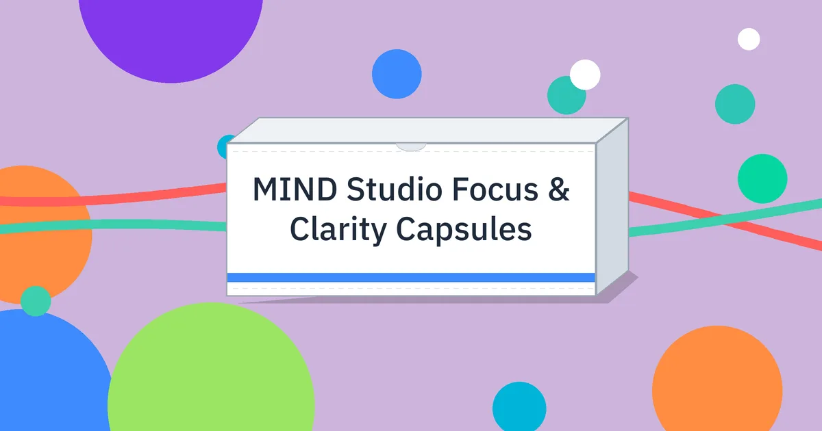 Symbolbild: Packung mit der Aufschrift MIND Studio Focus & Clarity Capsules (PZN 20828267) – Verfügbarkeit und Bezug in Apotheken in Frankfurt am Main