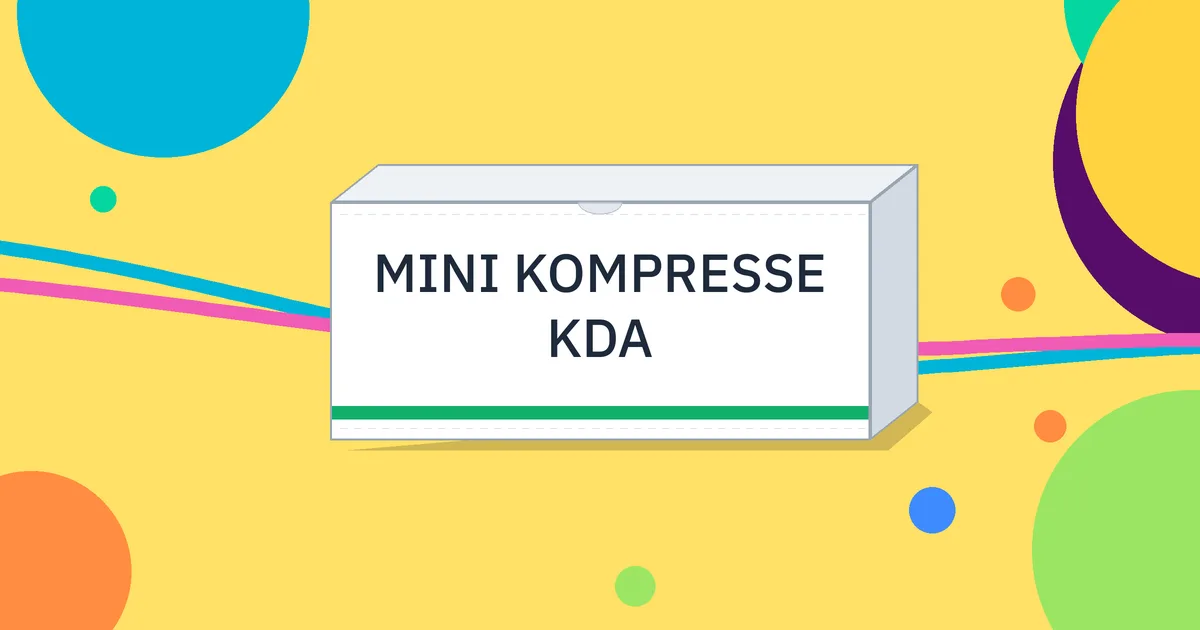 Symbolbild: Packung mit der Aufschrift MINI KOMPRESSE KDA (PZN 06331152) – Verfügbarkeit und Bezug in Apotheken in Frankfurt am Main