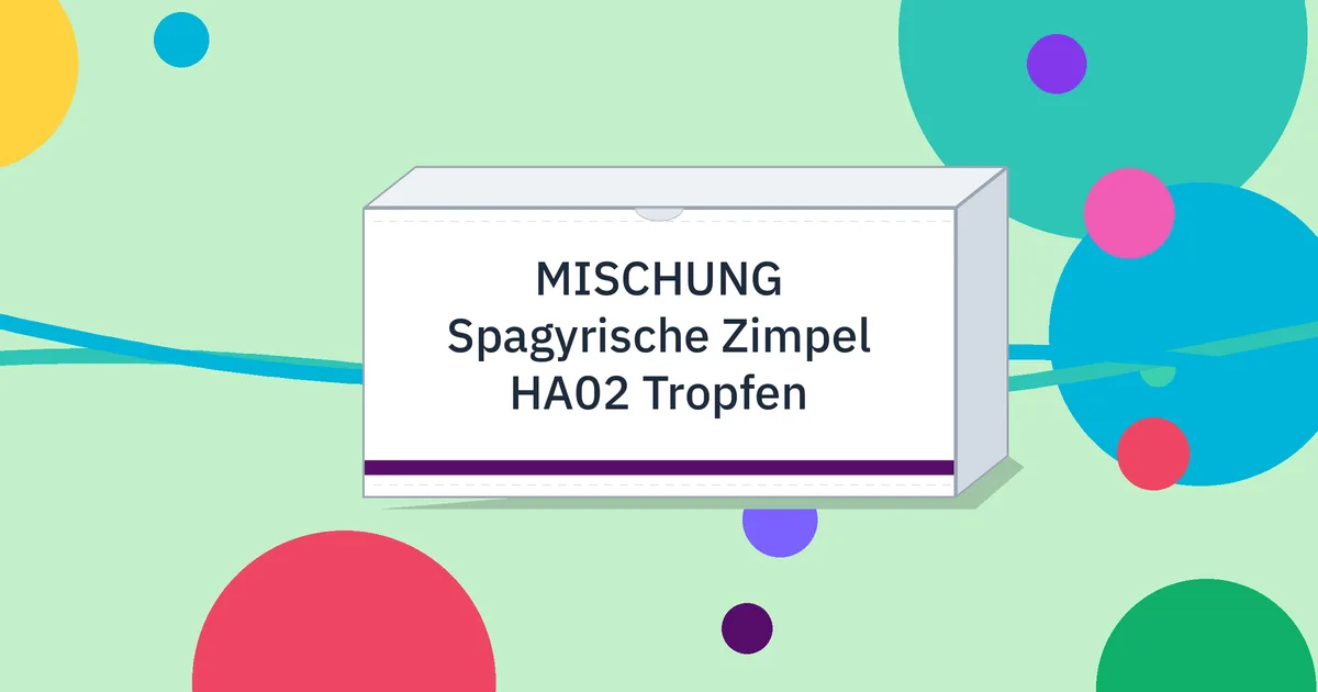 Symbolbild: Packung mit der Aufschrift MISCHUNG Spagyrische Zimpel HA02 Tropfen (PZN 06424327) – Verfügbarkeit und Bezug in Apotheken in Frankfurt am Main