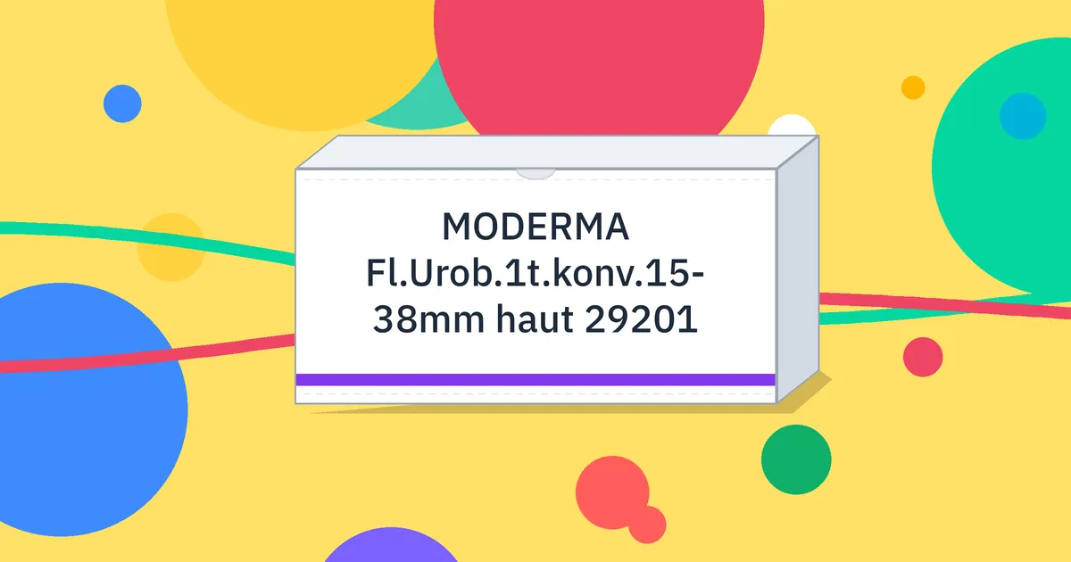 Symbolbild: Packung mit der Aufschrift MODERMA Fl.Urob.1t.konv.15-38mm haut 29201 (PZN 04194969) – Verfügbarkeit und Bezug in Apotheken in Frankfurt am Main