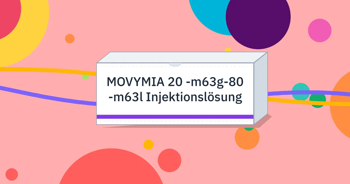 Symbolbild: Packung mit der Aufschrift MOVYMIA 20 -m63g-80 -m63l Injektionslösung (PZN 18428170) – Verfügbarkeit und Bezug in Apotheken in Frankfurt am Main