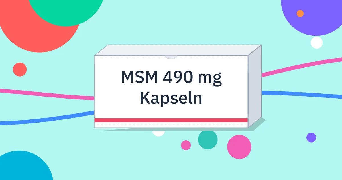 Symbolbild: Packung mit der Aufschrift MSM 490 mg Kapseln (PZN 18215497) – Verfügbarkeit und Bezug in Apotheken in Frankfurt am Main