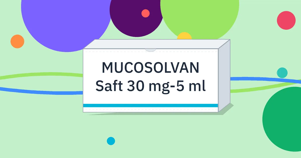 Symbolbild: Packung mit der Aufschrift MUCOSOLVAN Saft 30 mg-5 ml (PZN 00743445) – Verfügbarkeit und Bezug in Apotheken in Frankfurt am Main