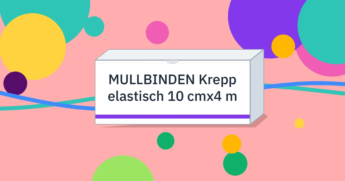 Symbolbild: Packung mit der Aufschrift MULLBINDEN Krepp elastisch 10 cmx4 m (PZN 10352438) – Verfügbarkeit und Bezug in Apotheken in Frankfurt am Main