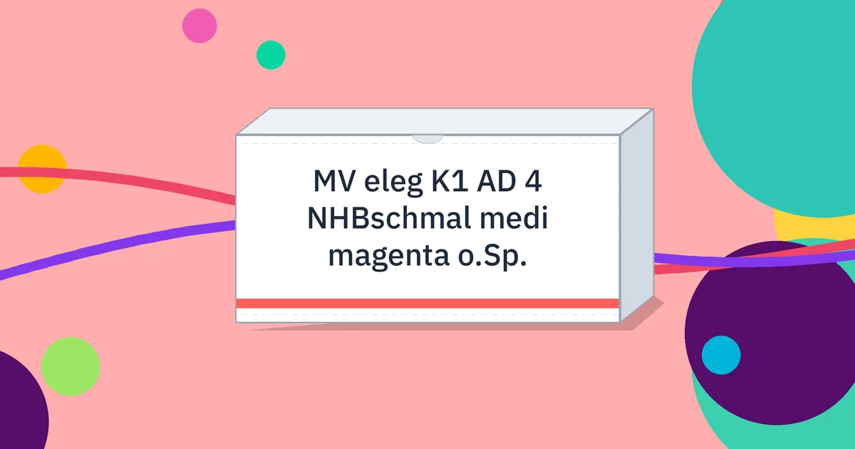 Symbolbild: Packung mit der Aufschrift MV eleg K1 AD 4 NHBschmal medi magenta o.Sp. (PZN 15673549) – Verfügbarkeit und Bezug in Apotheken in Frankfurt am Main