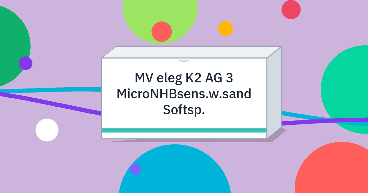 Symbolbild: Packung mit der Aufschrift MV eleg K2 AG 3 MicroNHBsens.w.sand Softsp. (PZN 18931093) – Verfügbarkeit und Bezug in Apotheken in Frankfurt am Main