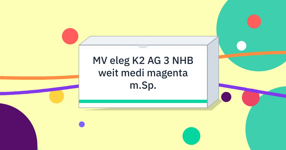 Symbolbild: Packung mit der Aufschrift MV eleg K2 AG 3 NHB weit medi magenta m.Sp. (PZN 15728730) – Verfügbarkeit und Bezug in Apotheken in Frankfurt am Main