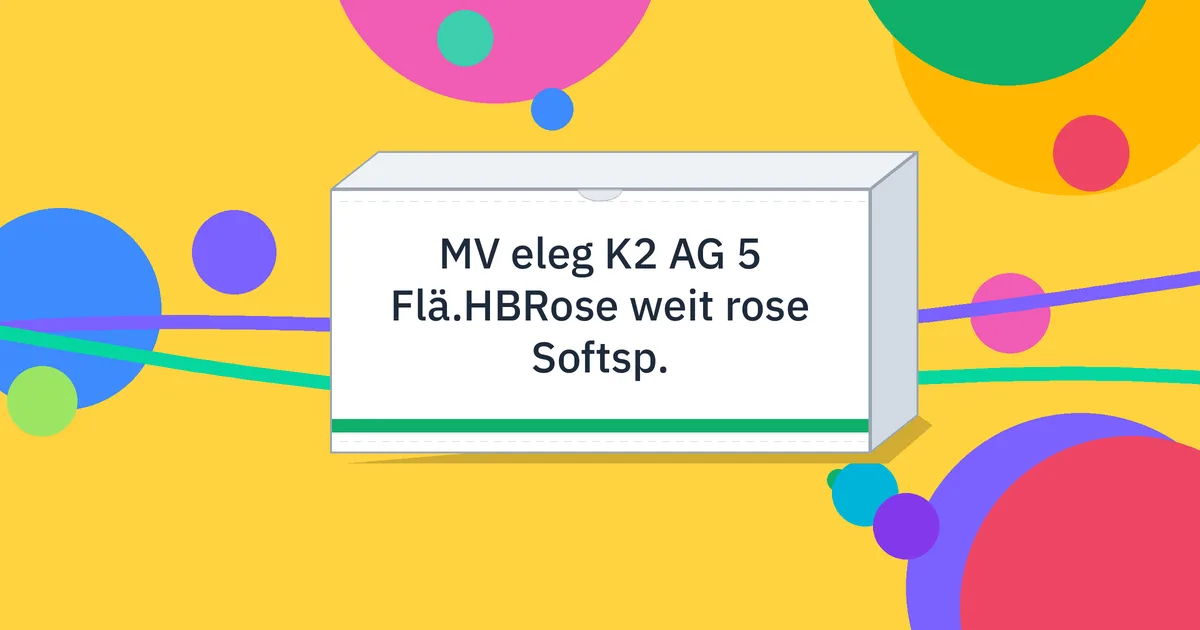 Symbolbild: Packung mit der Aufschrift MV eleg K2 AG 5 Flä.HBRose weit rose Softsp. (PZN 15720059) – Verfügbarkeit und Bezug in Apotheken in Frankfurt am Main