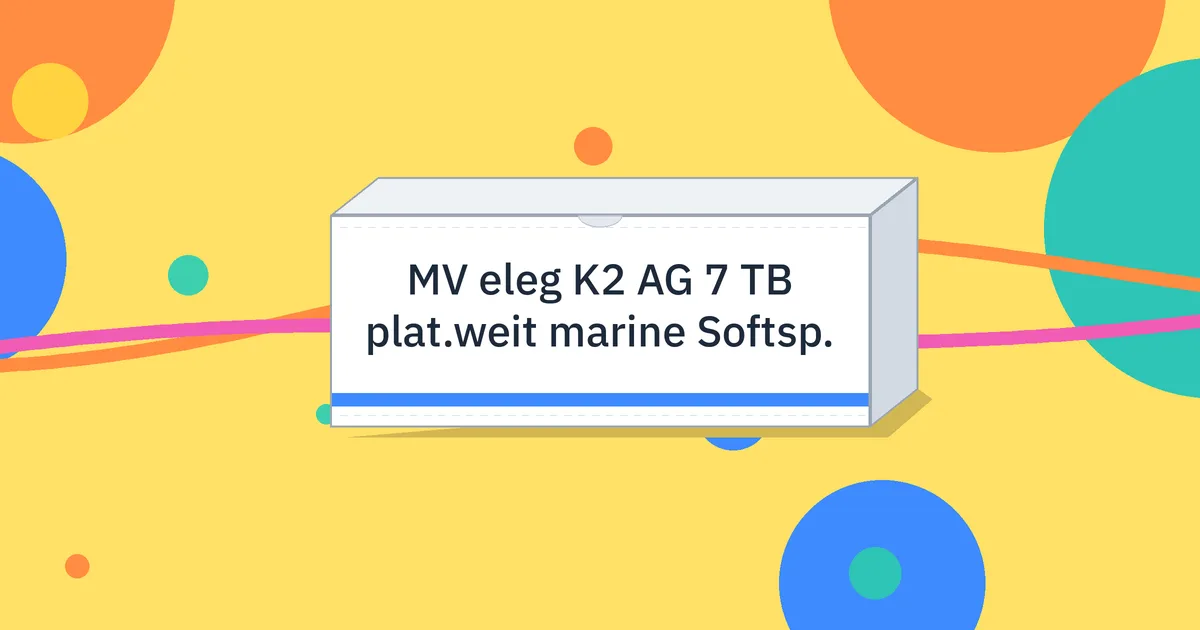 Symbolbild: Packung mit der Aufschrift MV eleg K2 AG 7 TB plat.weit marine Softsp. (PZN 15284090) – Verfügbarkeit und Bezug in Apotheken in Frankfurt am Main