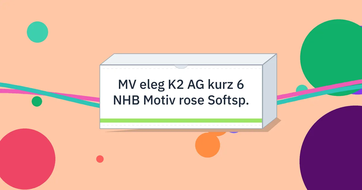 Symbolbild: Packung mit der Aufschrift MV eleg K2 AG kurz 6 NHB Motiv rose Softsp. (PZN 15707969) – Verfügbarkeit und Bezug in Apotheken in Frankfurt am Main
