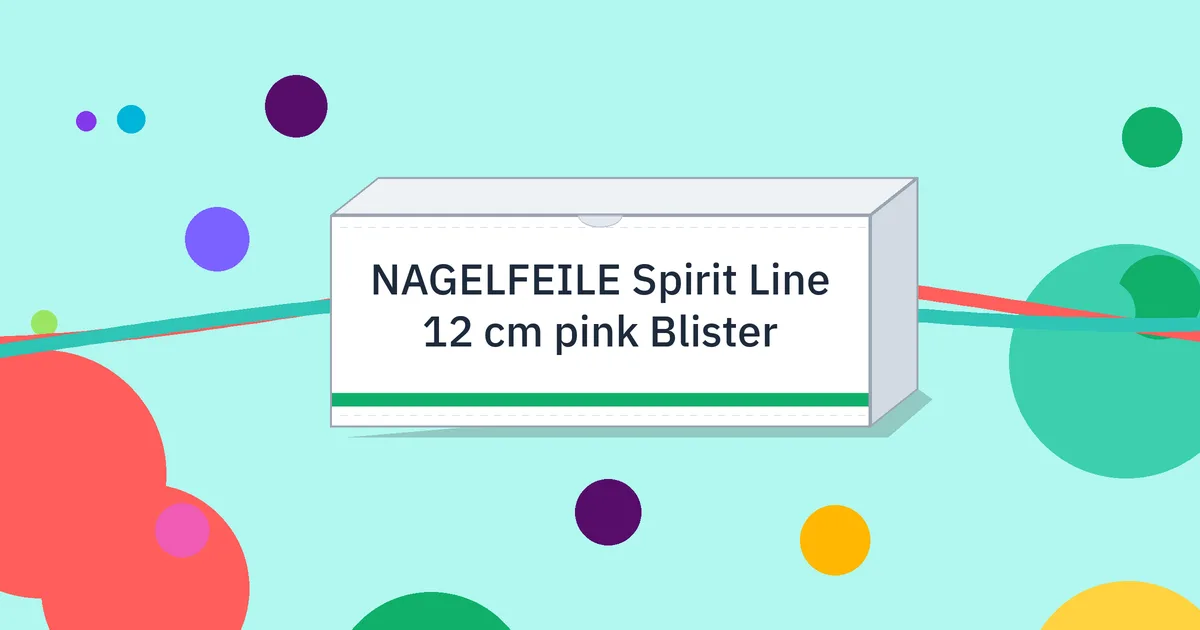 Symbolbild: Packung mit der Aufschrift NAGELFEILE Spirit Line 12 cm pink Blister (PZN 01579545) – Verfügbarkeit und Bezug in Apotheken in Frankfurt am Main