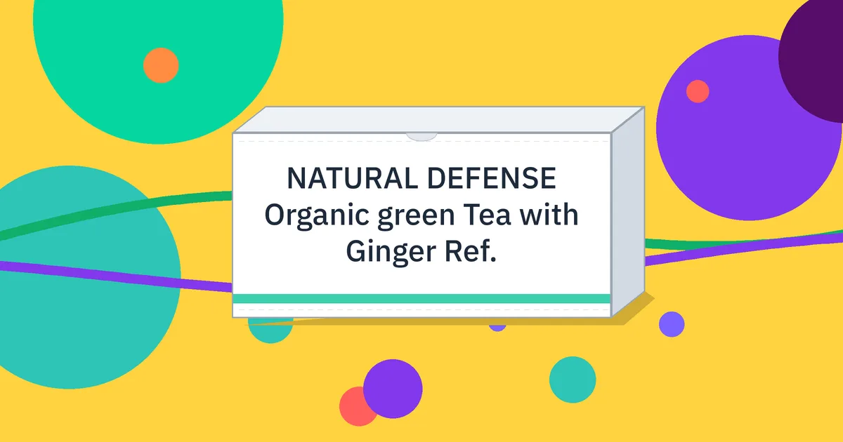 Symbolbild: Packung mit der Aufschrift NATURAL DEFENSE Organic green Tea with Ginger Ref. (PZN 13162810) – Verfügbarkeit und Bezug in Apotheken in Frankfurt am Main