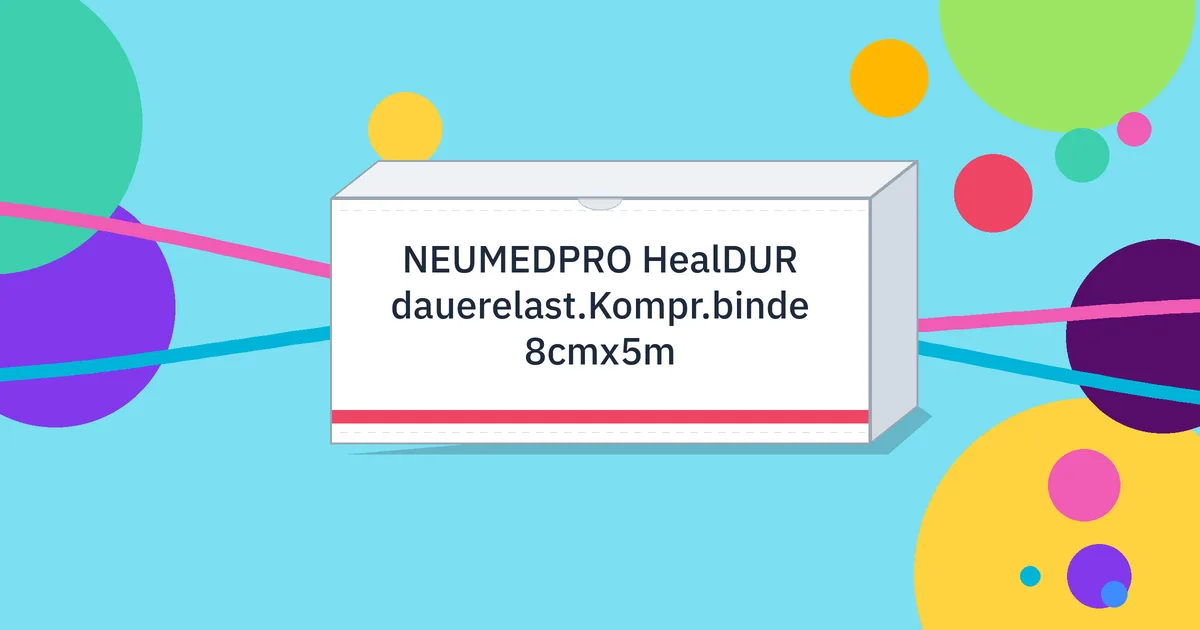 Symbolbild: Packung mit der Aufschrift NEUMEDPRO HealDUR dauerelast.Kompr.binde 8cmx5m (PZN 19553919) – Verfügbarkeit und Bezug in Apotheken in Frankfurt am Main