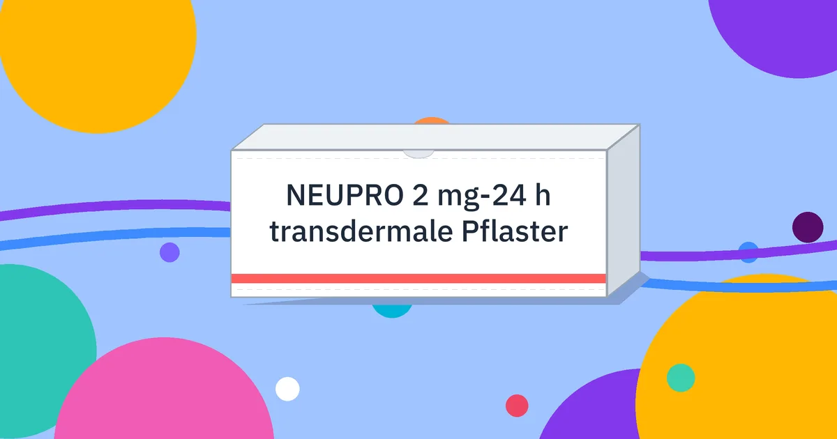 Symbolbild: Packung mit der Aufschrift NEUPRO 2 mg-24 h transdermale Pflaster (PZN 10094999) – Verfügbarkeit und Bezug in Apotheken in Frankfurt am Main
