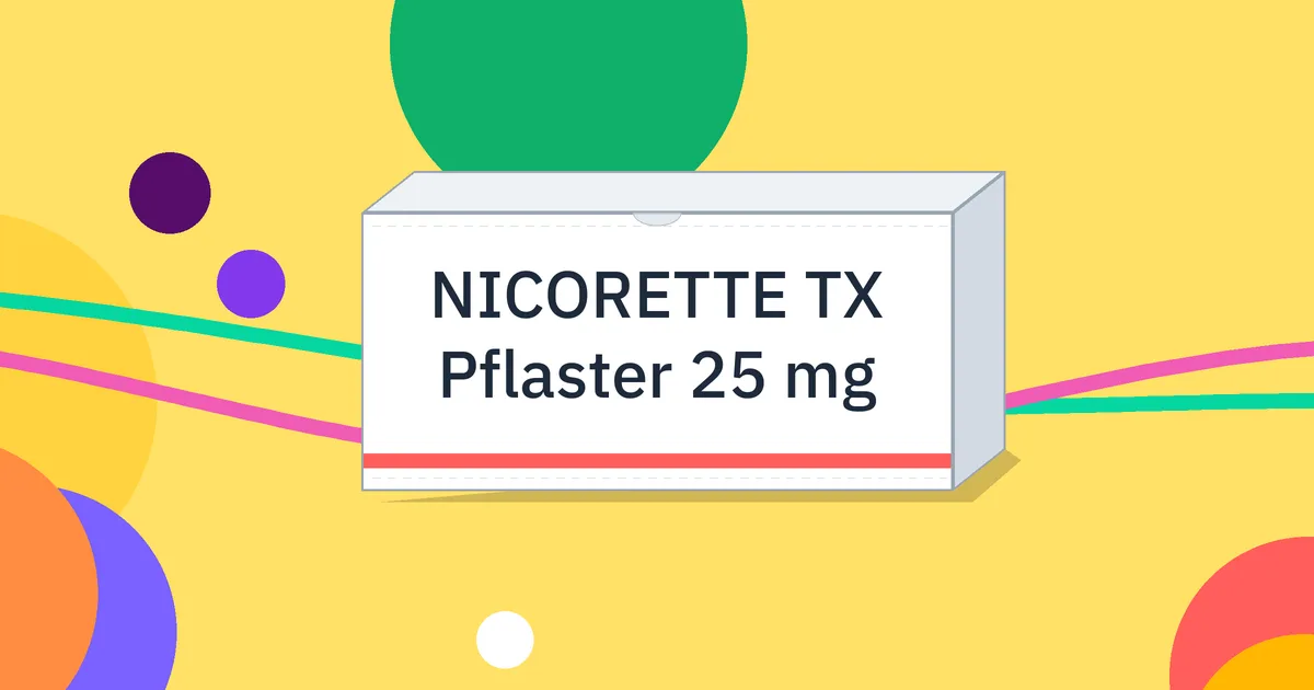 Symbolbild: Packung mit der Aufschrift NICORETTE TX Pflaster 25 mg (PZN 19922883) – Verfügbarkeit und Bezug in Apotheken in Frankfurt am Main