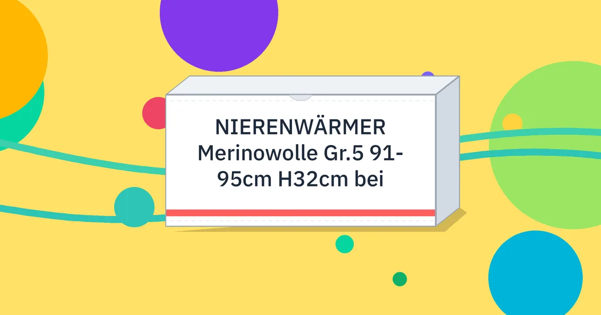 Symbolbild: Packung mit der Aufschrift NIERENWÄRMER Merinowolle Gr.5 91-95cm H32cm bei (PZN 19502767) – Verfügbarkeit und Bezug in Apotheken in Frankfurt am Main