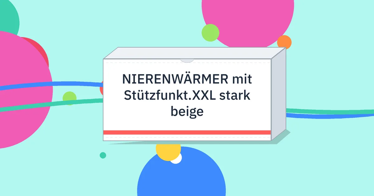 Symbolbild: Packung mit der Aufschrift NIERENWÄRMER mit Stützfunkt.XXL stark beige (PZN 17876618) – Verfügbarkeit und Bezug in Apotheken in Frankfurt am Main