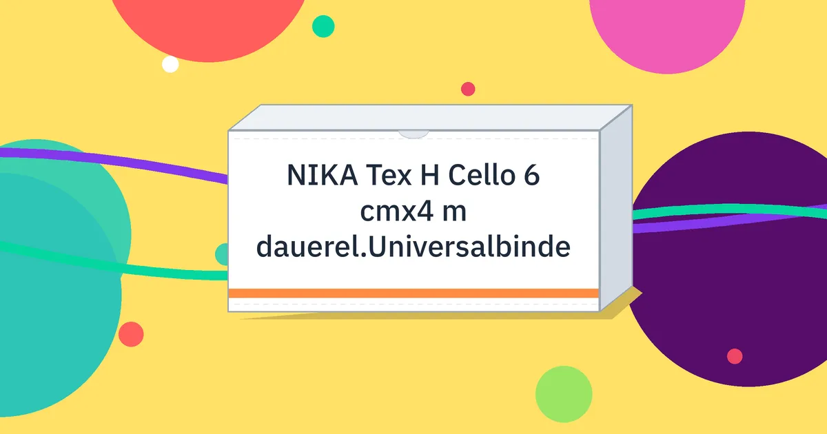 Symbolbild: Packung mit der Aufschrift NIKA Tex H Cello 6 cmx4 m dauerel.Universalbinde (PZN 18170961) – Verfügbarkeit und Bezug in Apotheken in Frankfurt am Main