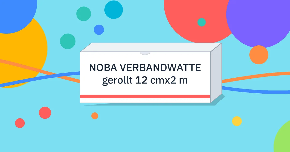 Symbolbild: Packung mit der Aufschrift NOBA VERBANDWATTE gerollt 12 cmx2 m (PZN 05508298) – Verfügbarkeit und Bezug in Apotheken in Frankfurt am Main