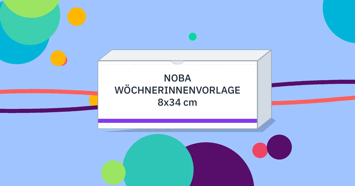 Symbolbild: Packung mit der Aufschrift NOBA WÖCHNERINNENVORLAGE 8x34 cm (PZN 05526882) – Verfügbarkeit und Bezug in Apotheken in Frankfurt am Main