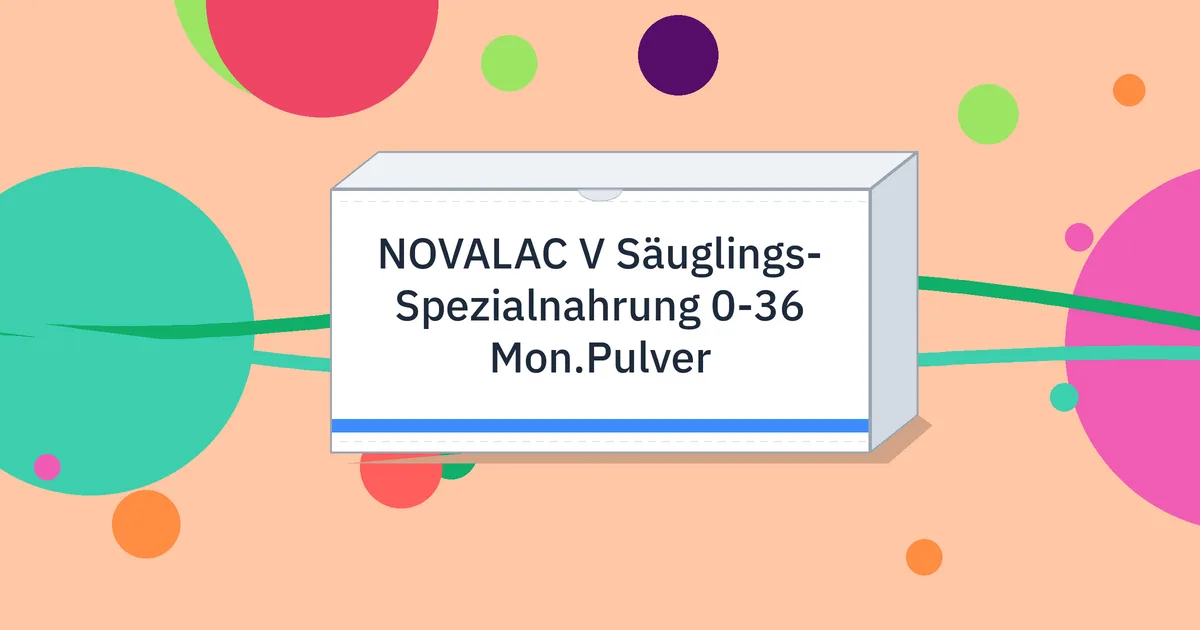 Symbolbild: Packung mit der Aufschrift NOVALAC V Säuglings-Spezialnahrung 0-36 Mon.Pulver (PZN 20005637) – Verfügbarkeit und Bezug in Apotheken in Frankfurt am Main