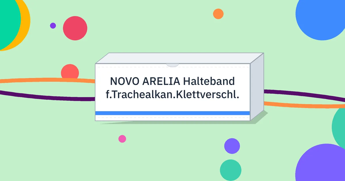 Symbolbild: Packung mit der Aufschrift NOVO ARELIA Halteband f.Trachealkan.Klettverschl. (PZN 20055747) – Verfügbarkeit und Bezug in Apotheken in Frankfurt am Main