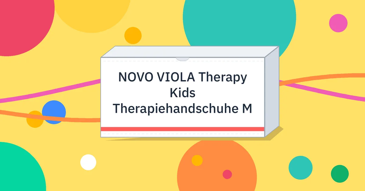 Symbolbild: Packung mit der Aufschrift NOVO VIOLA Therapy Kids Therapiehandschuhe M (PZN 19536387) – Verfügbarkeit und Bezug in Apotheken in Frankfurt am Main