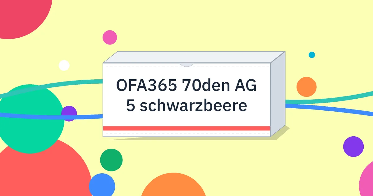 Symbolbild: Packung mit der Aufschrift OFA365 70den AG 5 schwarzbeere (PZN 16722304) – Verfügbarkeit und Bezug in Apotheken in Frankfurt am Main