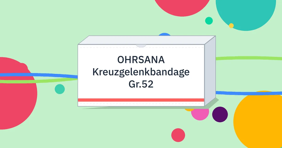 Symbolbild: Packung mit der Aufschrift OHRSANA Kreuzgelenkbandage Gr.52 (PZN 02670124) – Verfügbarkeit und Bezug in Apotheken in Frankfurt am Main