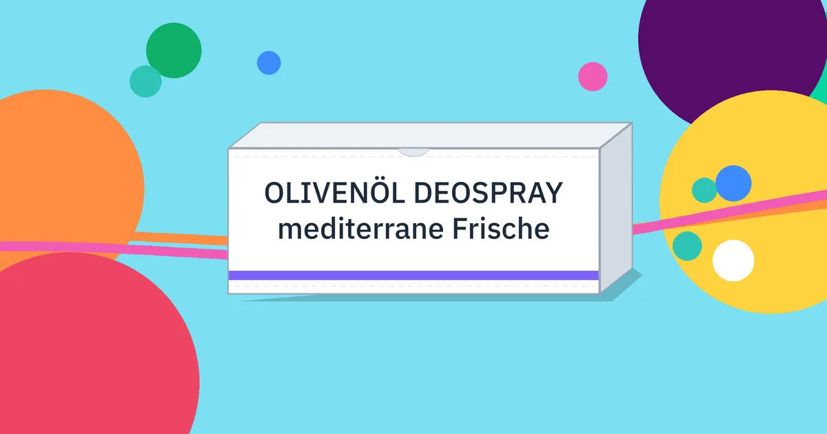 Symbolbild: Packung mit der Aufschrift OLIVENÖL DEOSPRAY mediterrane Frische (PZN 10298319) – Verfügbarkeit und Bezug in Apotheken in Frankfurt am Main