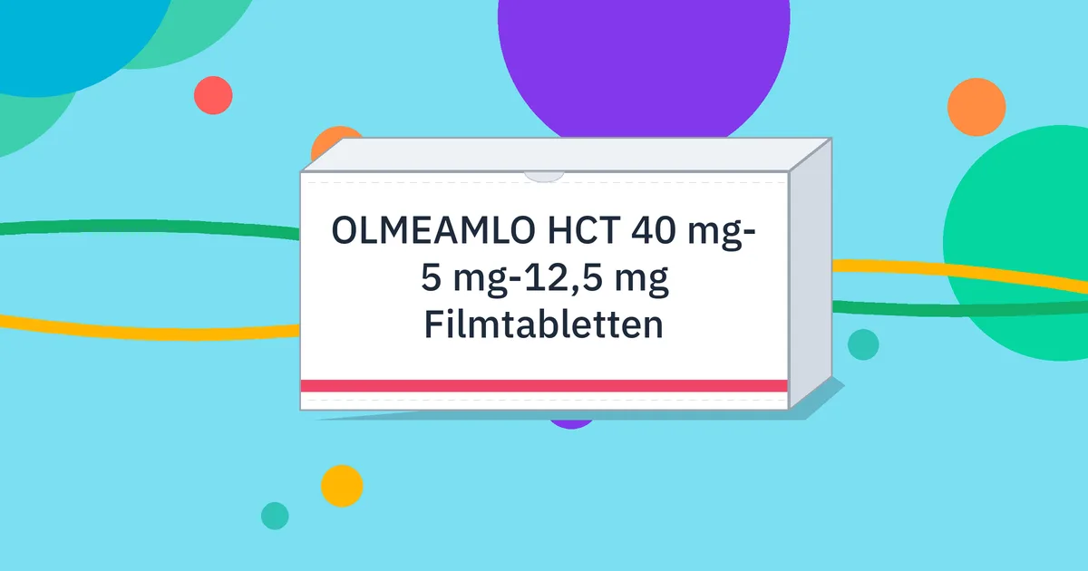 Symbolbild: Packung mit der Aufschrift OLMEAMLO HCT 40 mg-5 mg-12,5 mg Filmtabletten (PZN 16784618) – Verfügbarkeit und Bezug in Apotheken in Frankfurt am Main