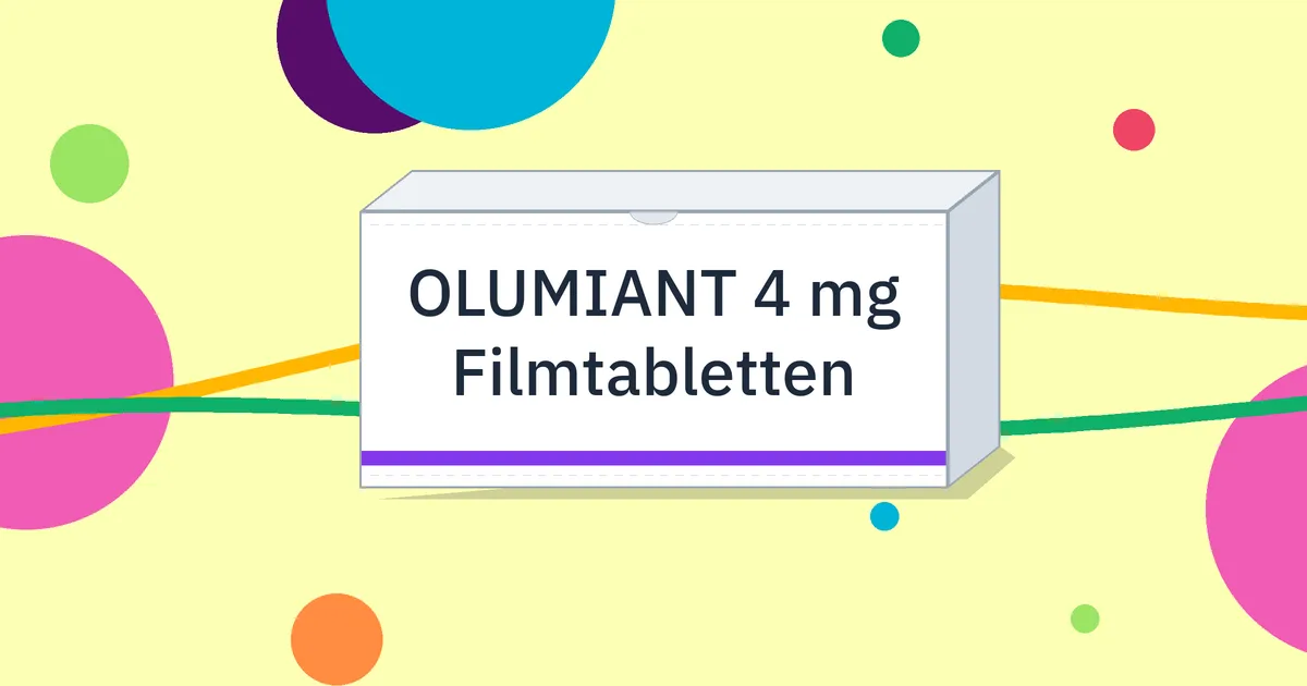 Symbolbild: Packung mit der Aufschrift OLUMIANT 4 mg Filmtabletten (PZN 19876203) – Verfügbarkeit und Bezug in Apotheken in Frankfurt am Main