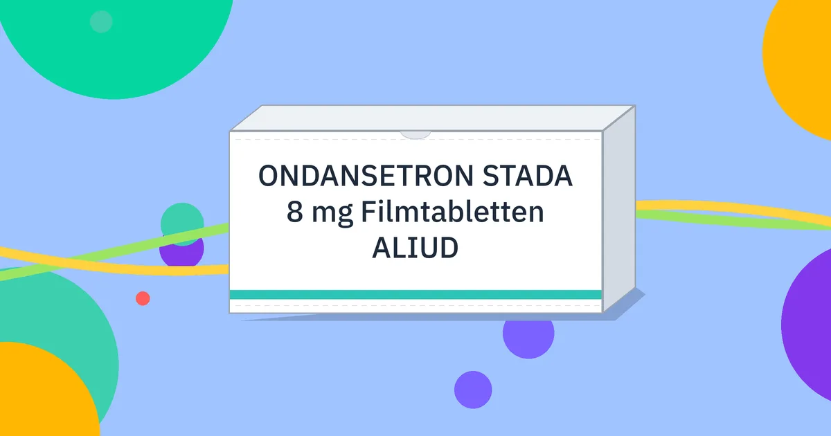 Symbolbild: Packung mit der Aufschrift ONDANSETRON STADA 8 mg Filmtabletten ALIUD (PZN 10838448) – Verfügbarkeit und Bezug in Apotheken in Frankfurt am Main