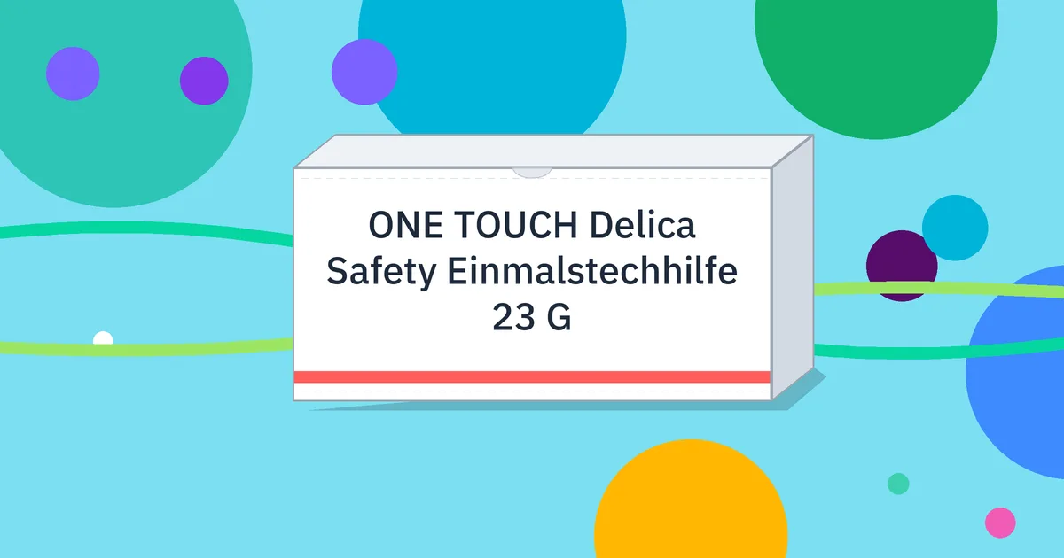 Symbolbild: Packung mit der Aufschrift ONE TOUCH Delica Safety Einmalstechhilfe 23 G (PZN 17150264) – Verfügbarkeit und Bezug in Apotheken in Frankfurt am Main