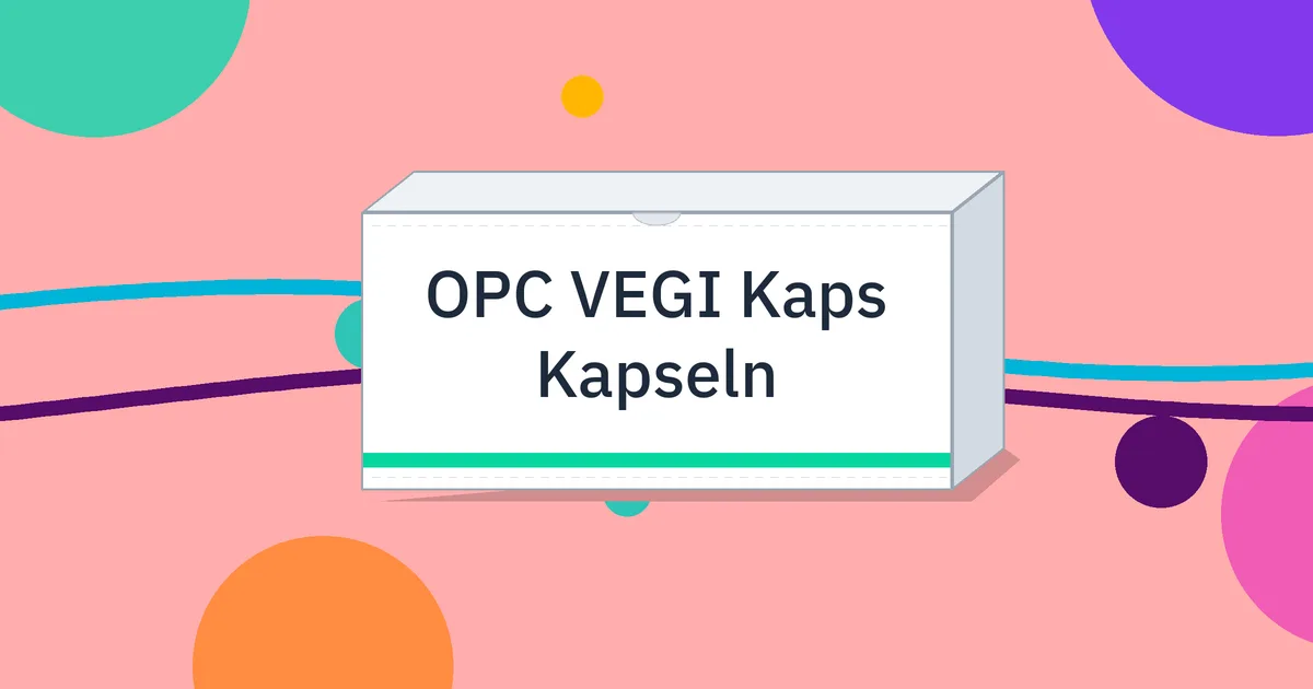 Symbolbild: Packung mit der Aufschrift OPC VEGI Kaps Kapseln (PZN 03430534) – Verfügbarkeit und Bezug in Apotheken in Frankfurt am Main