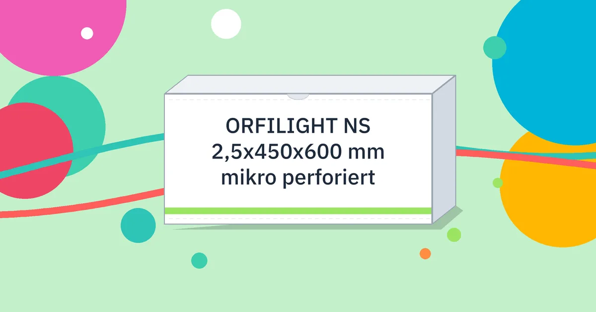 Symbolbild: Packung mit der Aufschrift ORFILIGHT NS 2,5x450x600 mm mikro perforiert (PZN 19396992) – Verfügbarkeit und Bezug in Apotheken in Frankfurt am Main