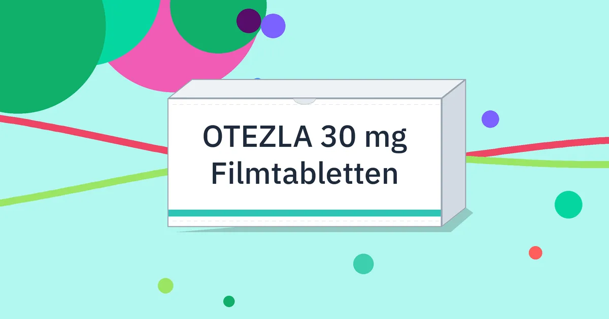 Symbolbild: Packung mit der Aufschrift OTEZLA 30 mg Filmtabletten (PZN 14164780) – Verfügbarkeit und Bezug in Apotheken in Frankfurt am Main